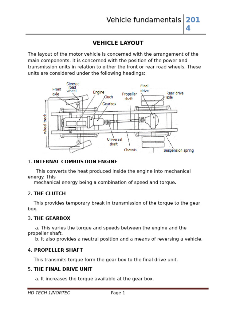 MOTOR VEHICLE LAYOUT | PDF | Axle | Engines