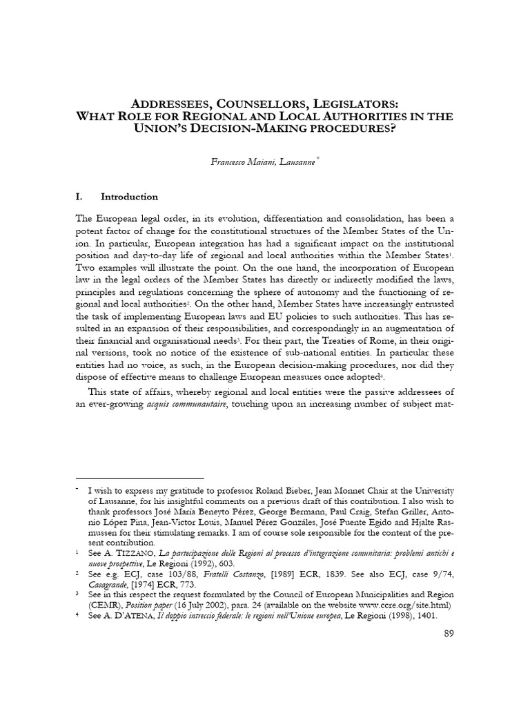 2003 MAIANI Adressees Counsellors Legislators - Regions and EU | PDF ... 2003 MAIANI Adressees Counsellors Legislators - Regions and EU | PDF ...