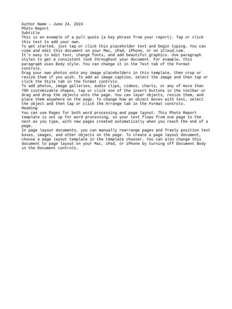 Basic minimal Photo Report idea | PDF