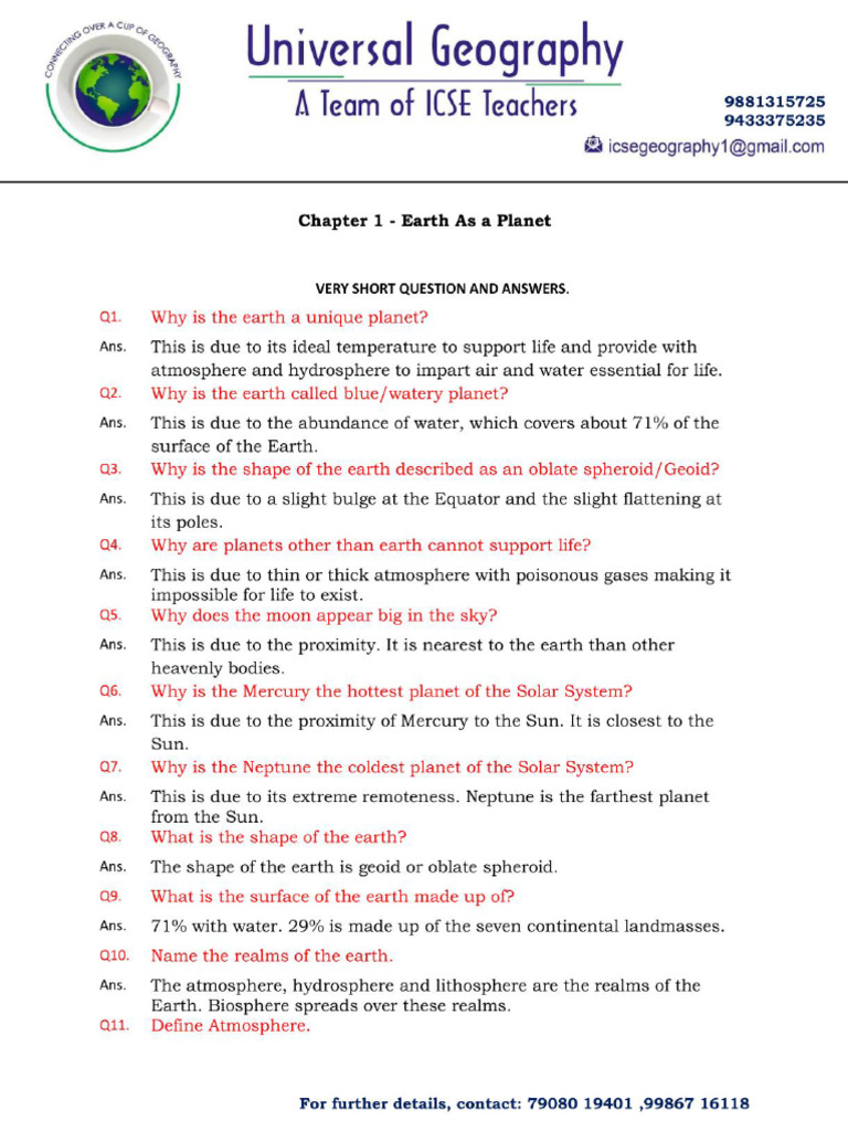 Ch 1 -Earth as a Planet | PDF