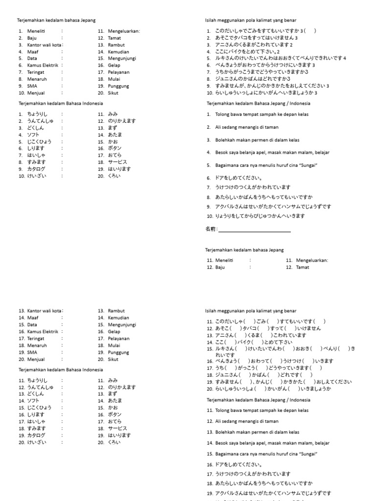 Soal Bab 15 Minna | PDF