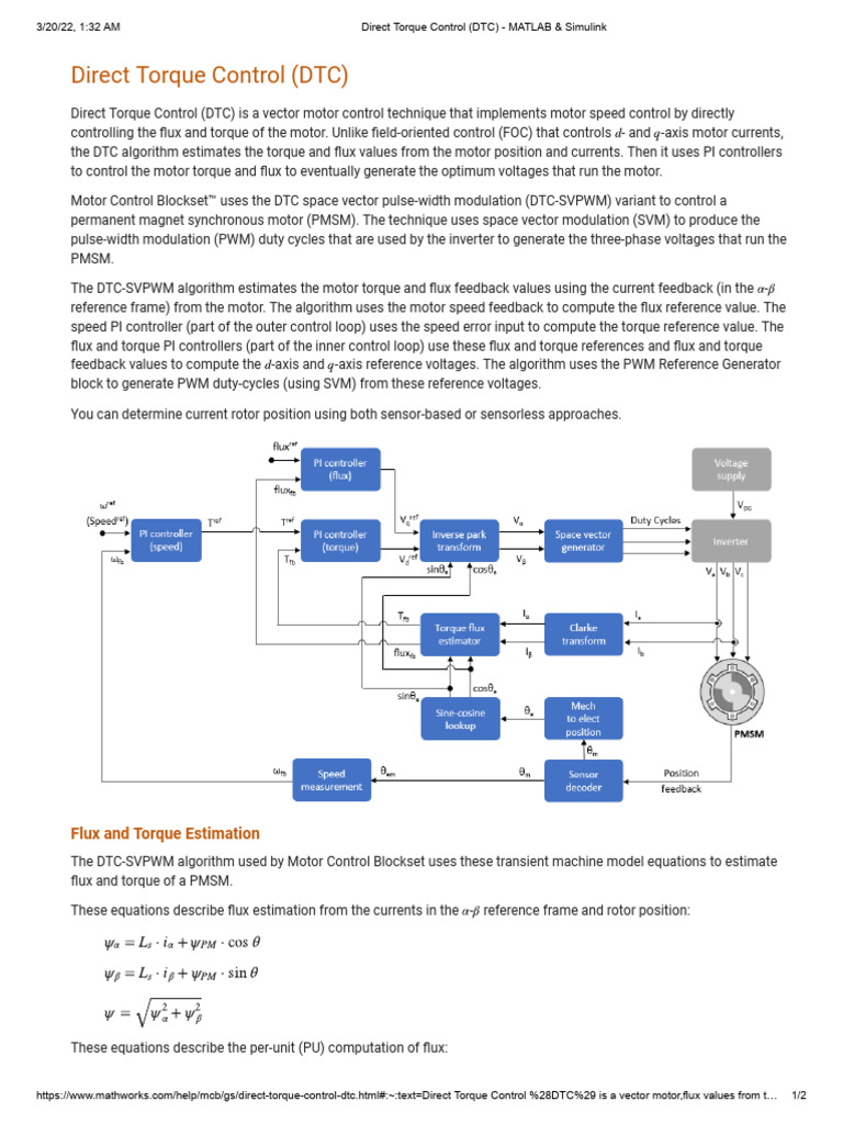 02 - Direct Torque Control (DTC) - MATLAB Simulink | PDF | Electrodynamics | Machines