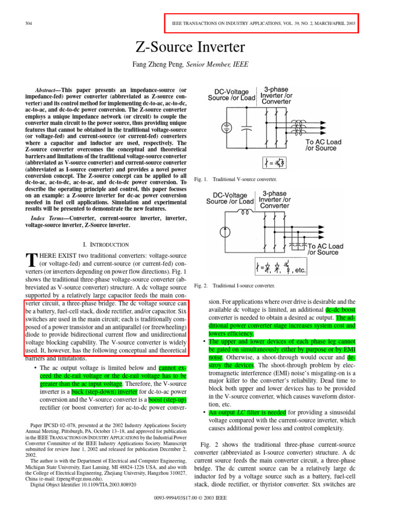 2003 Z-Source Inverter | Download Free PDF | Power Inverter | Electrical Network