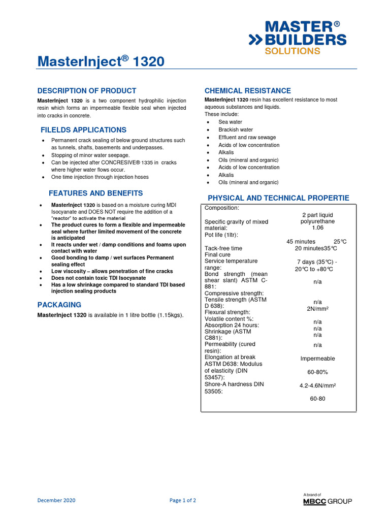 Masterinject 1320 Tds | PDF | Water | Materials