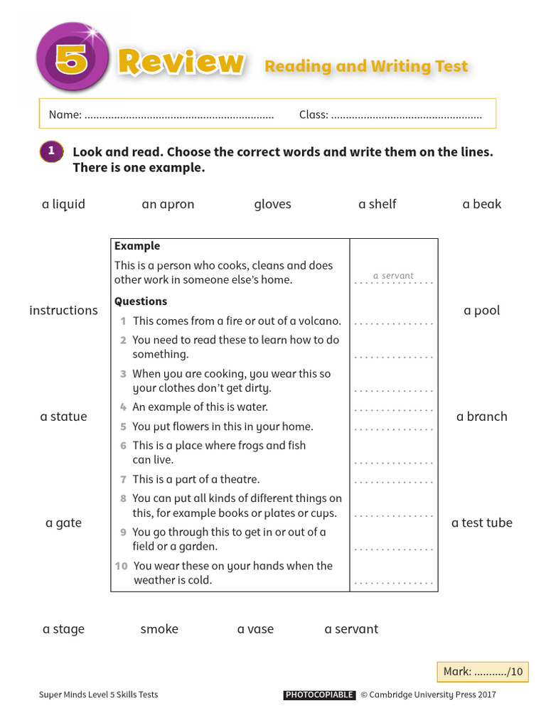 Level 5 - Review Reading & Writing - Units 1,2,3 | PDF