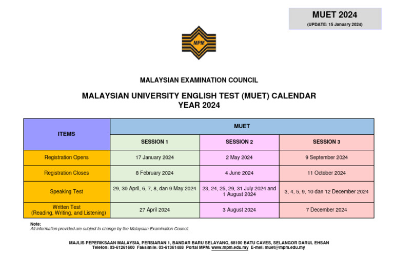 Kalendar_MUET_Tahun_2024_-_Edis_1512024_BI | PDF