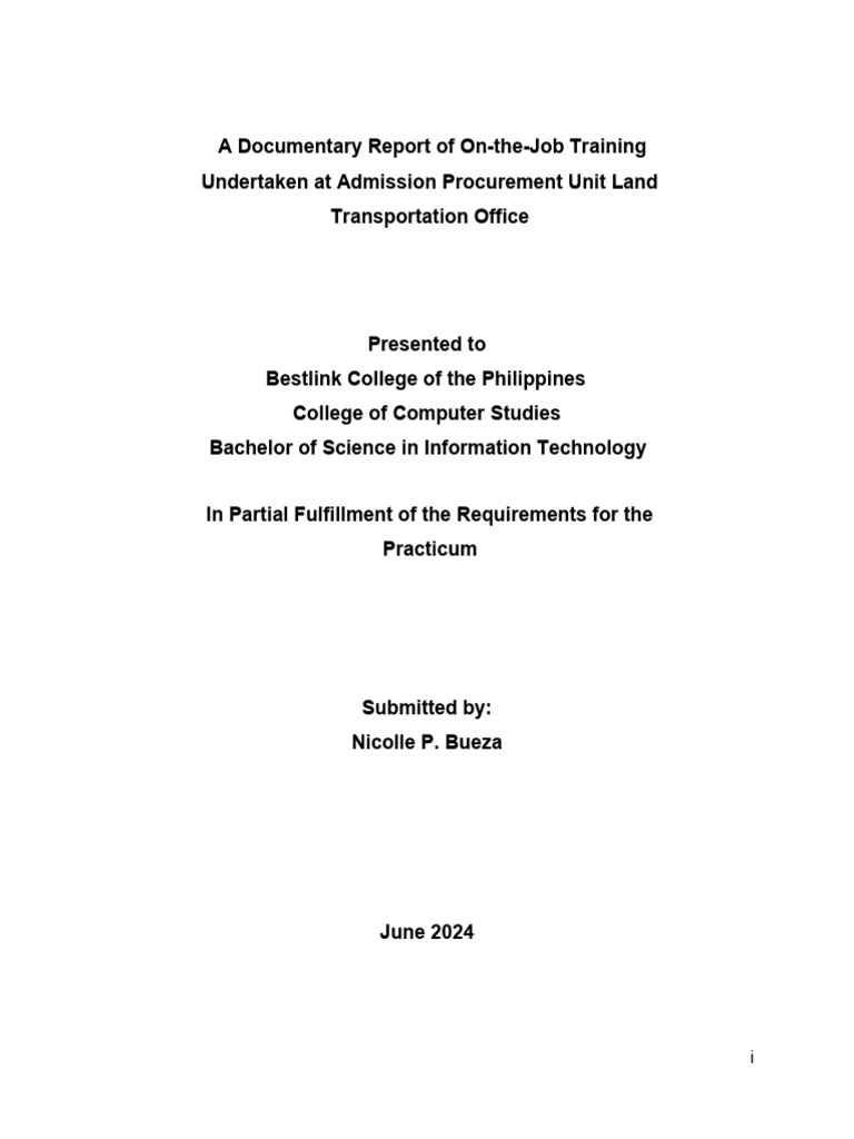 Sample OJT Narrtive | PDF | Transport