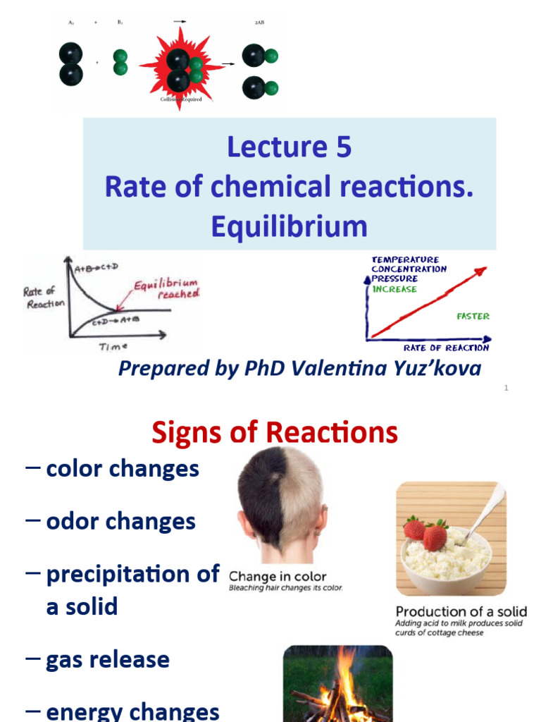 Lecture 5. Classification and Rate of Chemical Reactions. Equilibrium ...