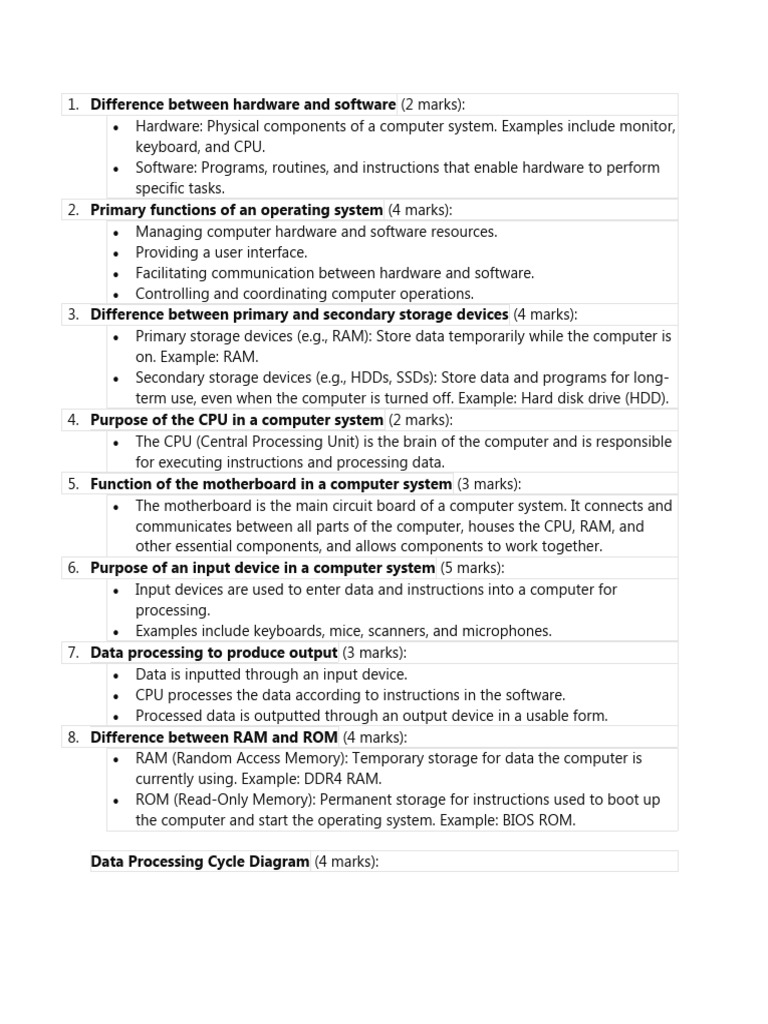 Form 3 Computer Marking Scheme | PDF