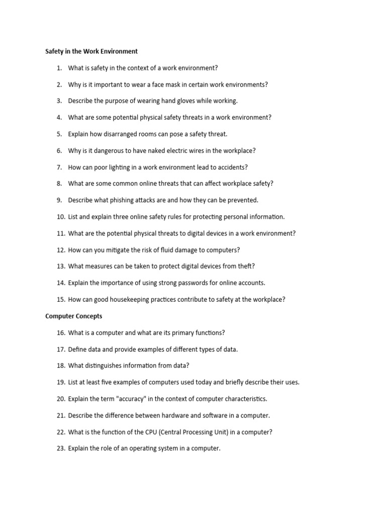 Grade 7 Pre-Tech Revision Questions | PDF
