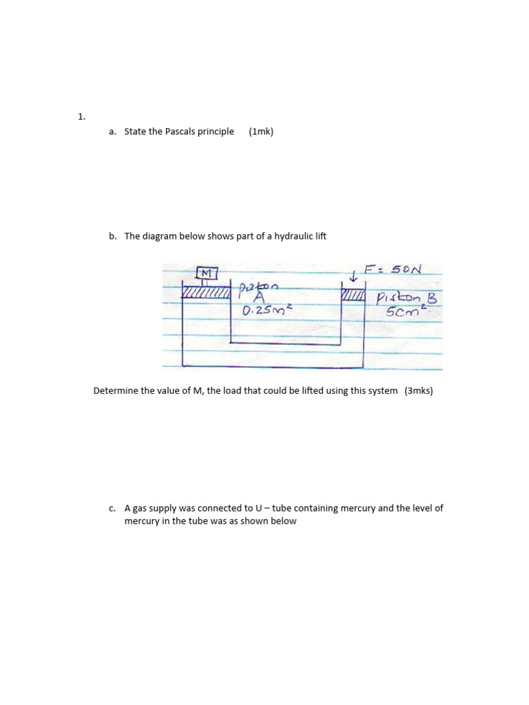 Form 1 Pressure Questions | PDF | Science & Mathematics