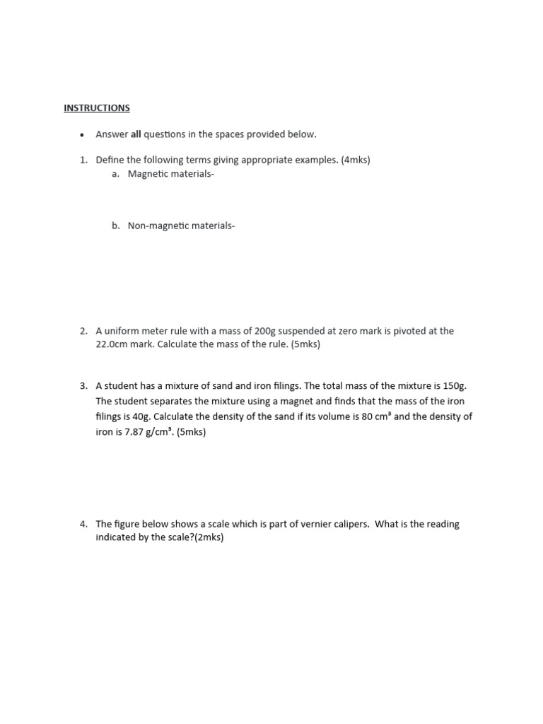 Term 1 Physics Form 2 | PDF | Density | Pressure