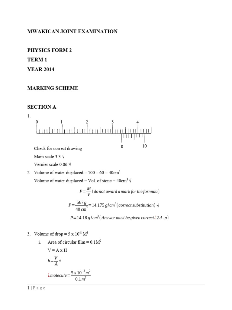 Physics f2 Marking Scheme SUBSIDIARY | PDF | Magnetism | Liquids