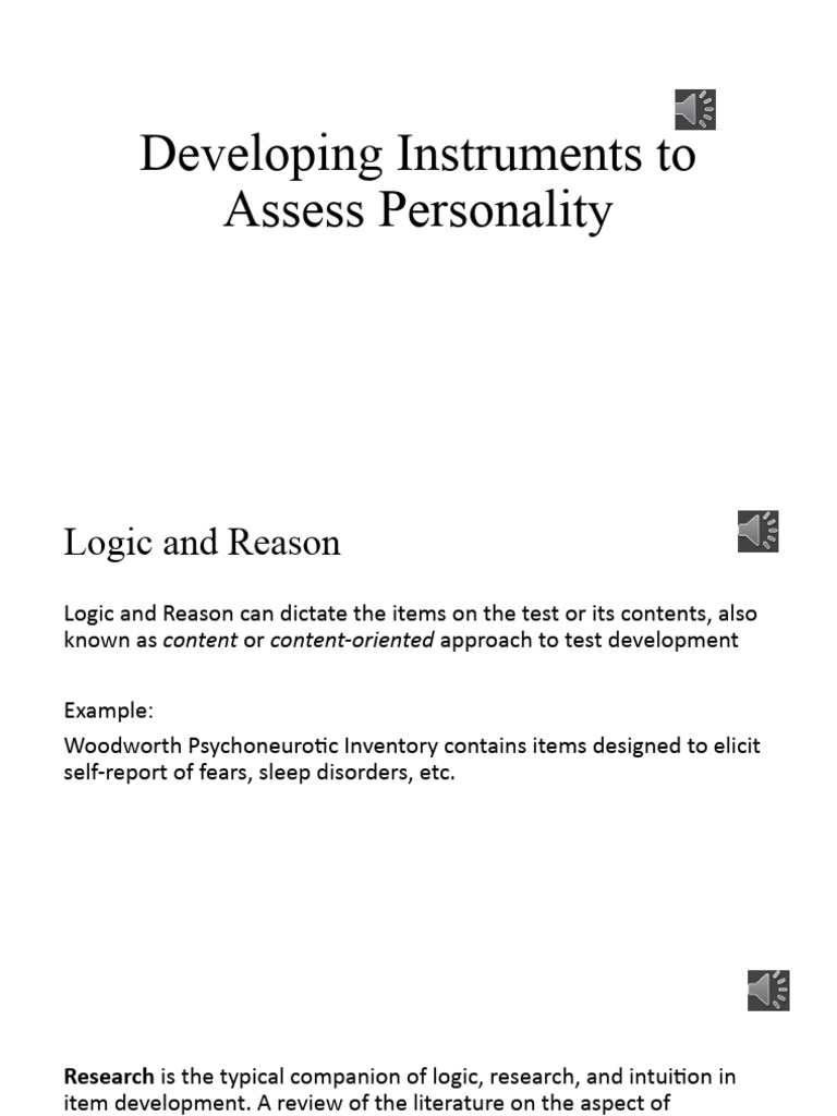 Developing Instruments To Assess Personality | PDF | Psychology ...