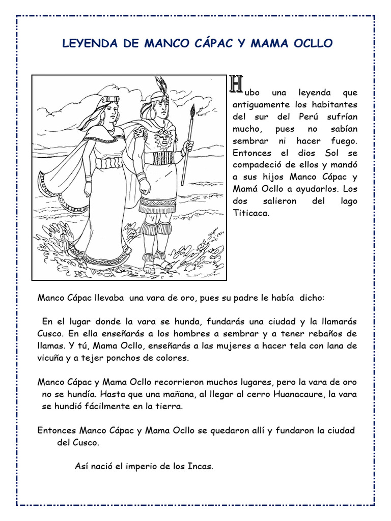 La Leyenda de Manco Capac y Mama Ocllo | PDF | Imperio Inca