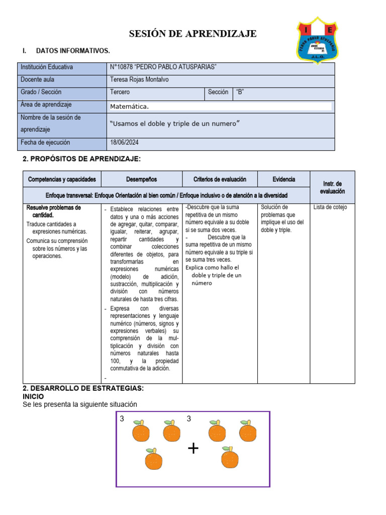 Sesión - Doble y Triple | PDF | Evaluación | Aprendizaje
