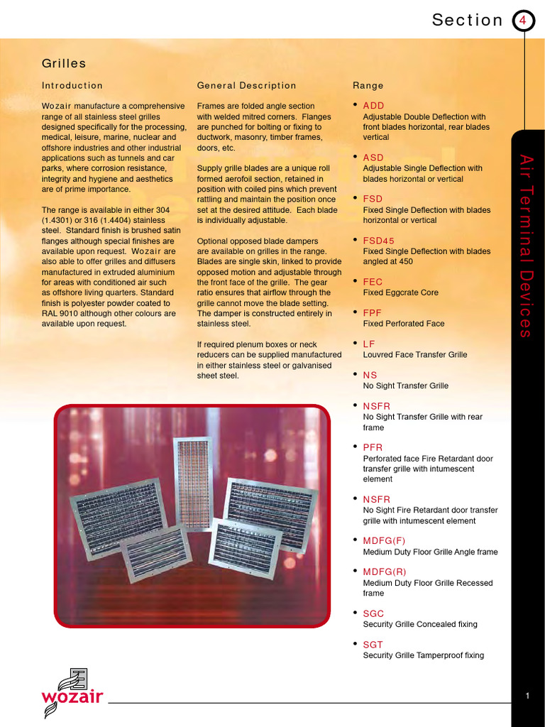 Section 04 - Grilles and Diffusers | PDF | Duct (Flow) | Valve