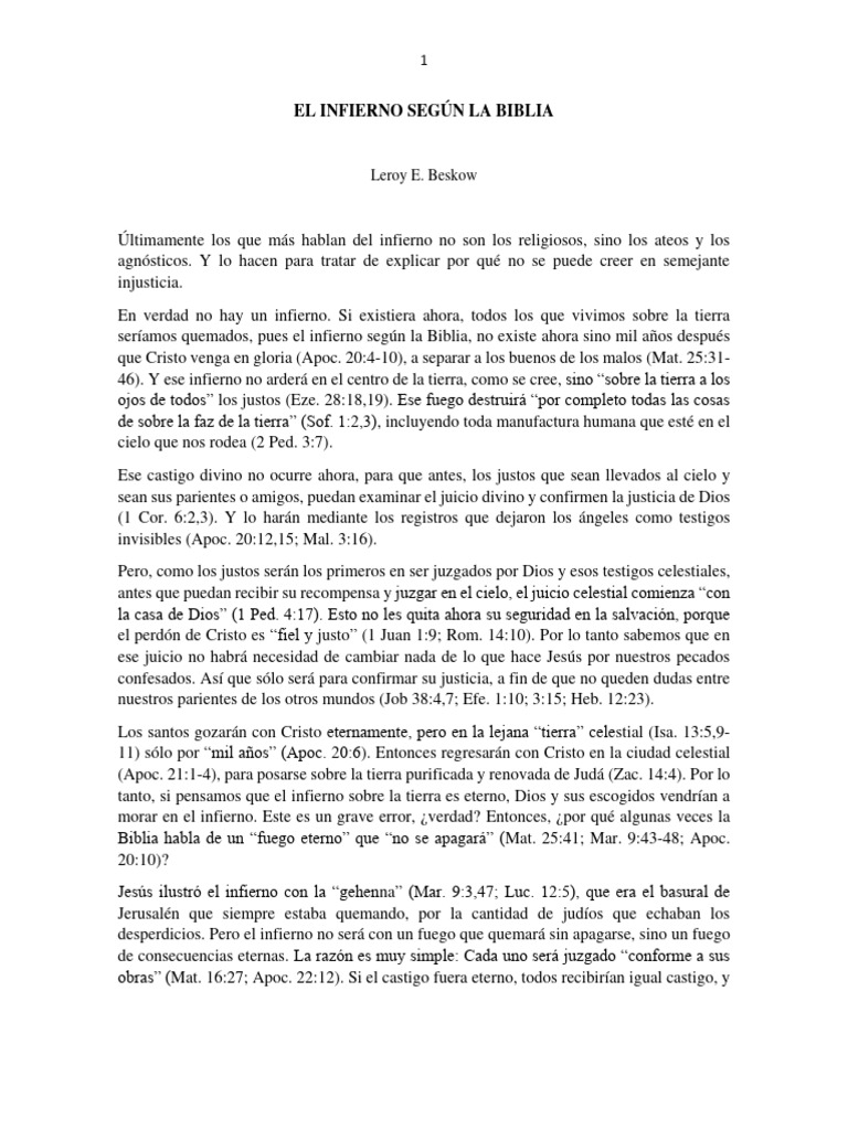 El Infierno Segun La Biblia | PDF | Infierno | Resurrección