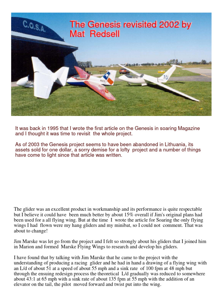 Genesis | PDF | Drag (Physics) | Glider (Sailplane)