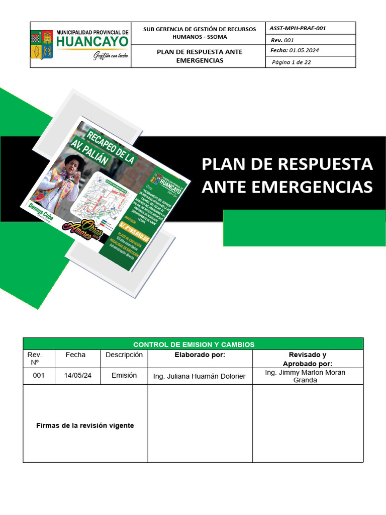 Plan de Respuesta Ante Emergencias 2024 | Descargar gratis PDF | Primeros auxilios | Bombero
