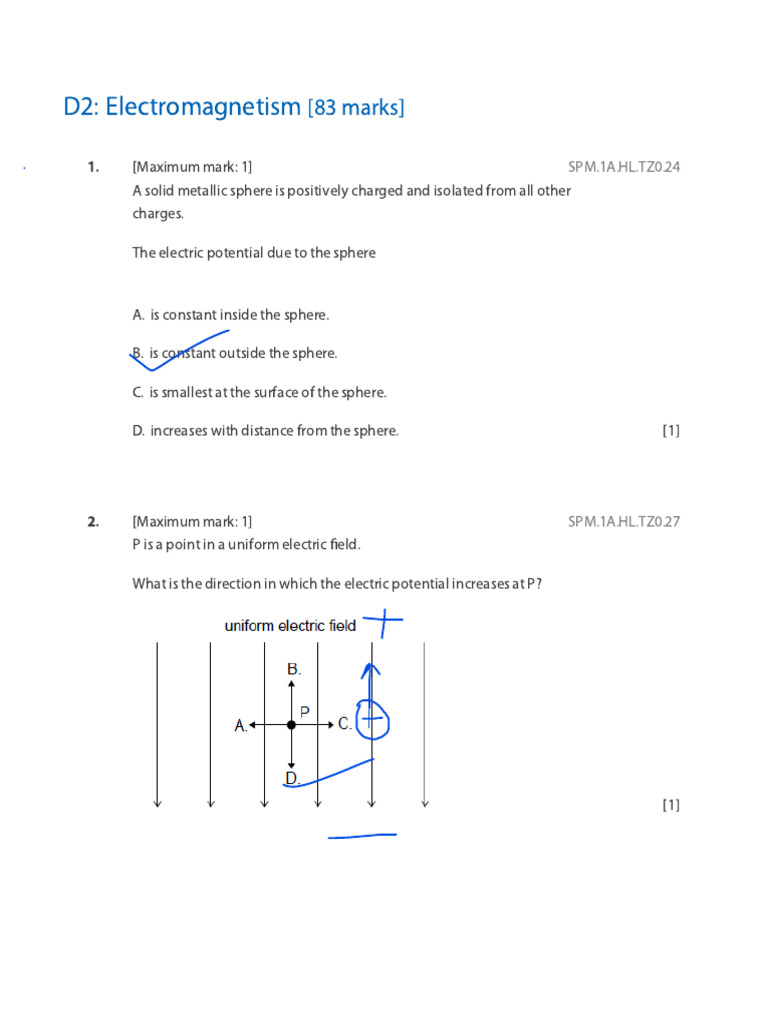 D2 - Electromagnetism - Q - Solved | PDF | Force | Electric Field D2 - Electromagnetism - Q - Solved | PDF | Force | Electric Field