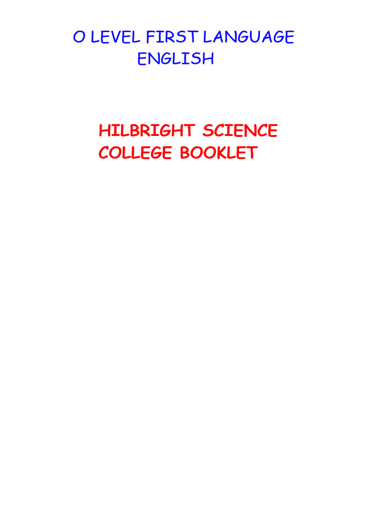 O Level English 0500 HSC Booklet | PDF | Shipping | Ships