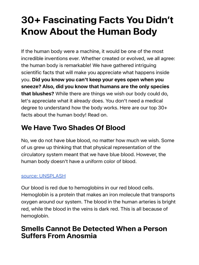 Fun Human Body Facts for Curious Minds | PDF | Regeneration (Biology ...