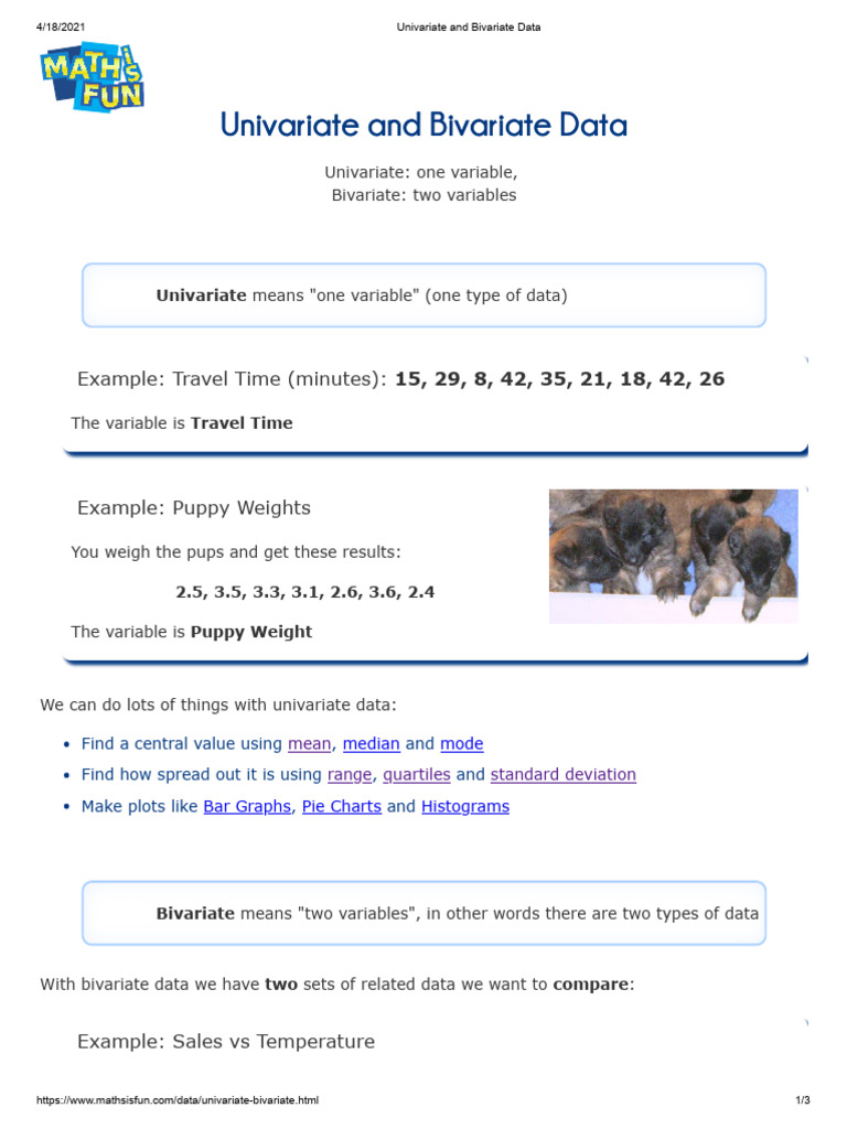 2.2 - Univariate and Bivariate Data | PDF | Statistics | Statistical Analysis