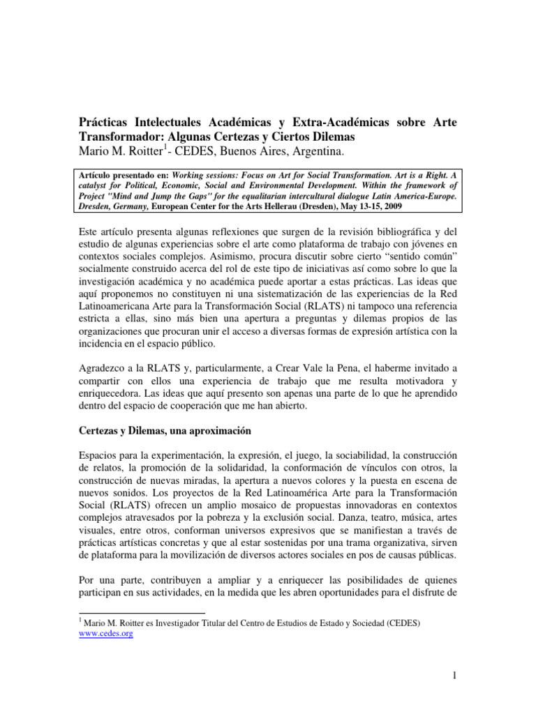 ROITTER Arte Transformador | PDF | Conocimiento | Science