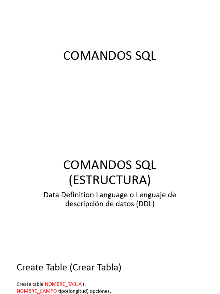 COMANDOS_SQL.pptx | Descargar gratis PDF | SQL | Recuperación de información