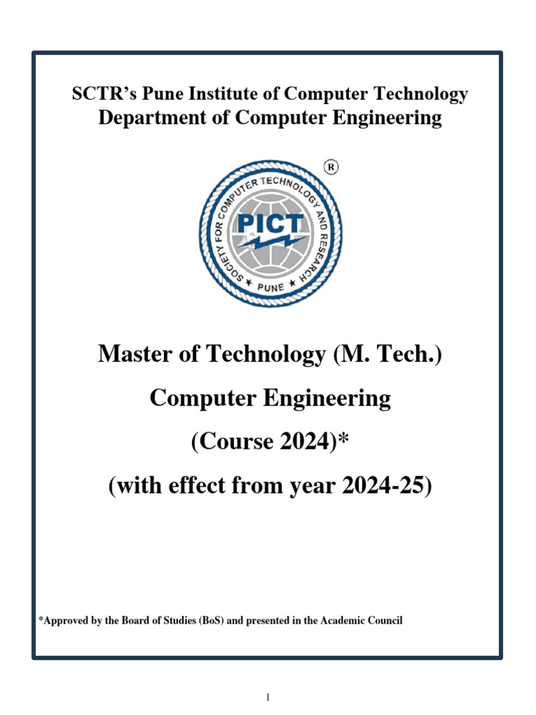 Master of Technology (M. Tech.) Computer Engineering (Course 2024) (With Effect From Year 2024 ...