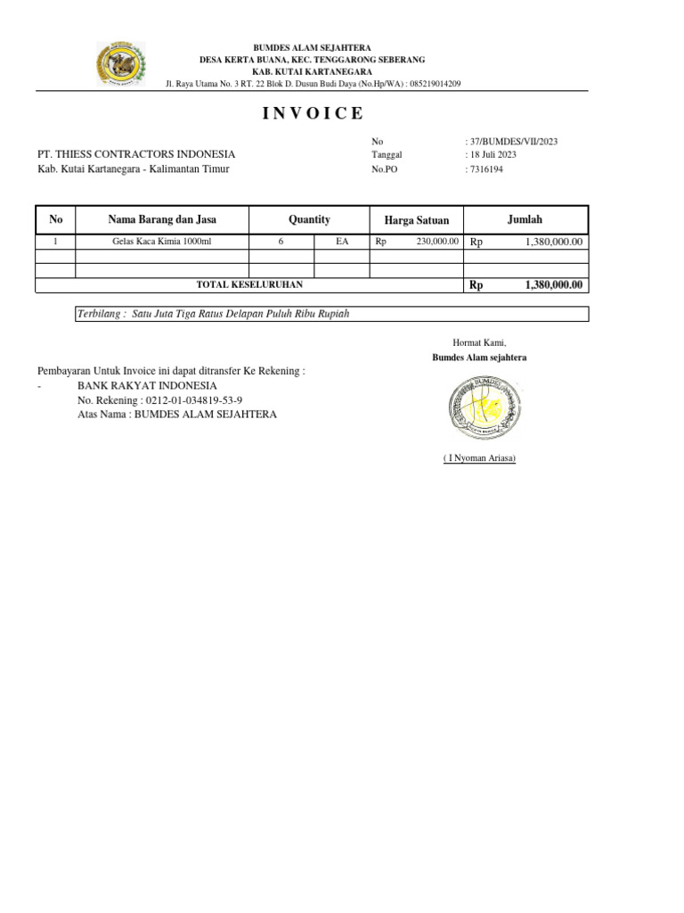 Invoice Gelas Kimia - Mas Isa | PDF | Indonesia
