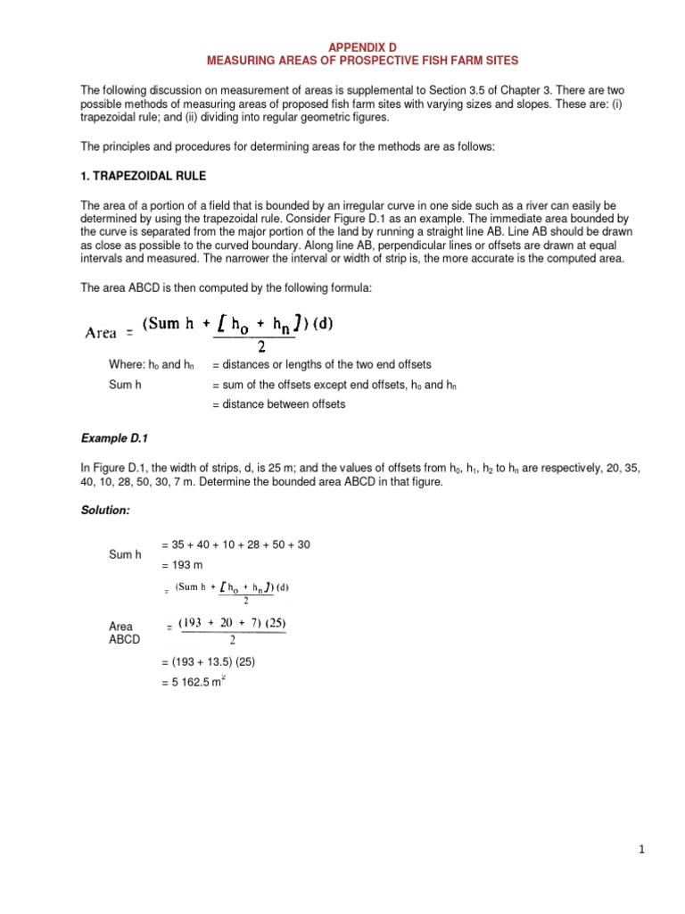 APPENDIX D - Measuring Areas For Prospective Fishfarm | PDF | Area | Length