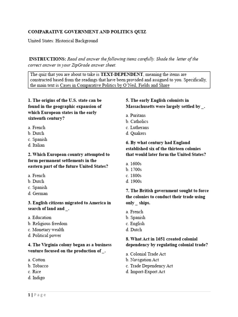 COMPAPOL - US Government History Quiz | PDF | George Washington ...
