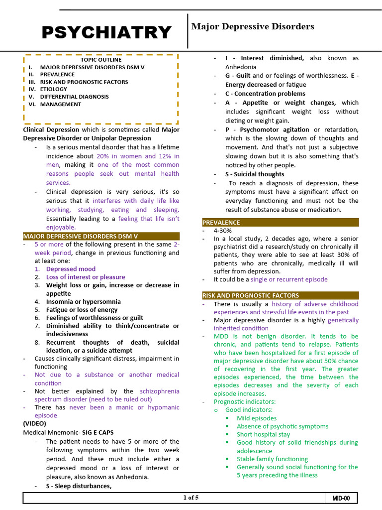 PSY-T.08-Major-Depressive-Disorder V.2 | PDF | Major Depressive ...