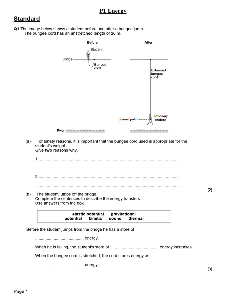GCSE Q Energy Calculations | PDF | Potential Energy | Kinetic Energy