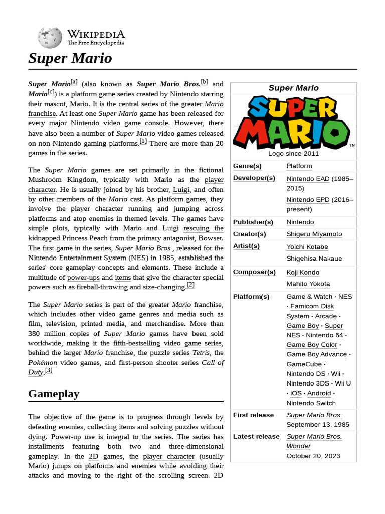 Super Mario | PDF | Mario | Video Games
