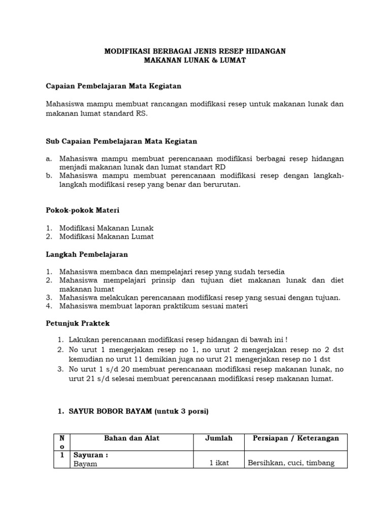 Resep Masakan Untuk Tugas Modif TM 1 | PDF