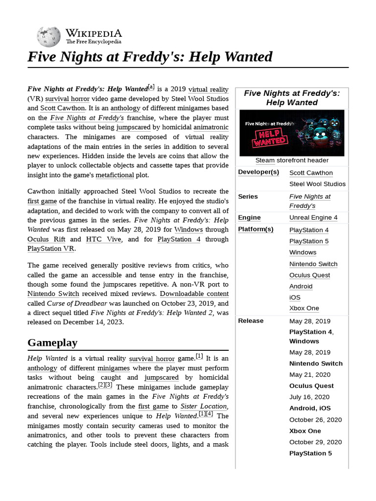 Five Nights at Freddy's Help Wanted | PDF | Cyberpunk Themes | Virtual Reality