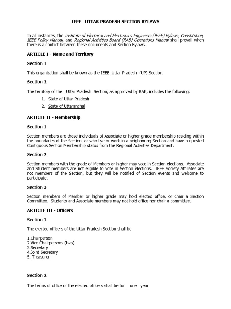 Bylaws IEEE UP Section | PDF | Voting | Committee
