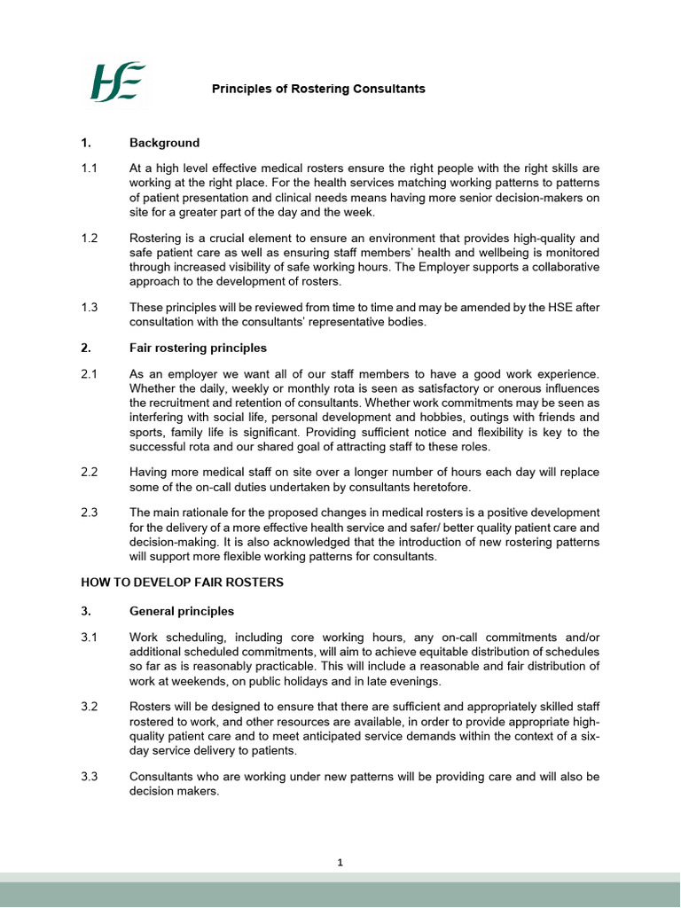 Rostering Principles Pocc23 | Download Free PDF | Employment | Overtime