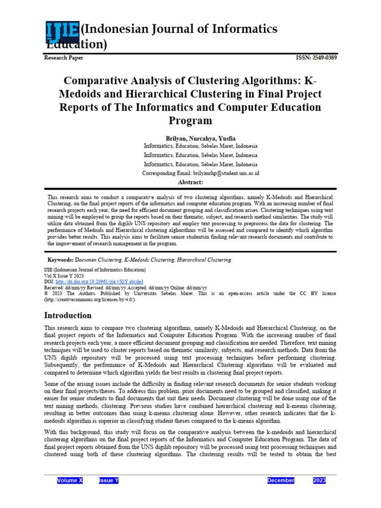 2022 IJIE Template and Article Guide For Author V.17.08.10.22 | PDF | Cluster Analysis | Data Mining
