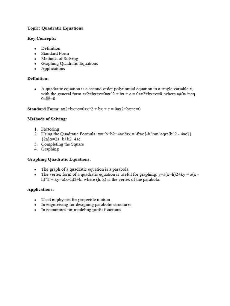Quadratic Equations | PDF