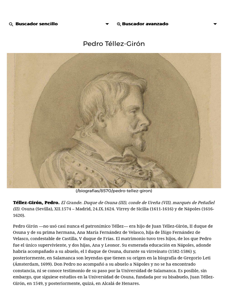 Pedro Téllez-Girón - Real Academia de La Historia | PDF | Españoles