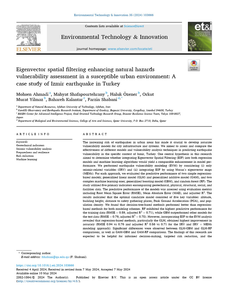 Eigenvector Spatial Filtering Enhancing Natural Hazards V - 2024 ... Eigenvector Spatial Filtering Enhancing Natural Hazards V - 2024 ...