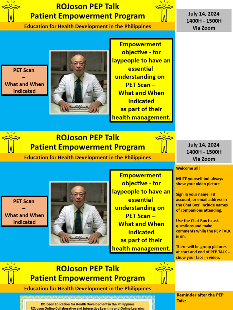 ROJoson PEP Talk: PET Scan - What and When Indicated | PDF | Positron ...