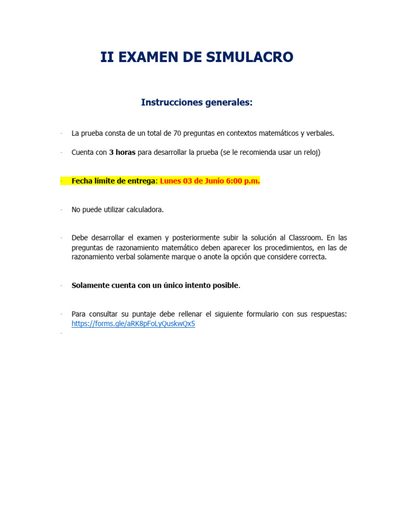 Iv Examen de Simulacro | PDF | Matemáticas