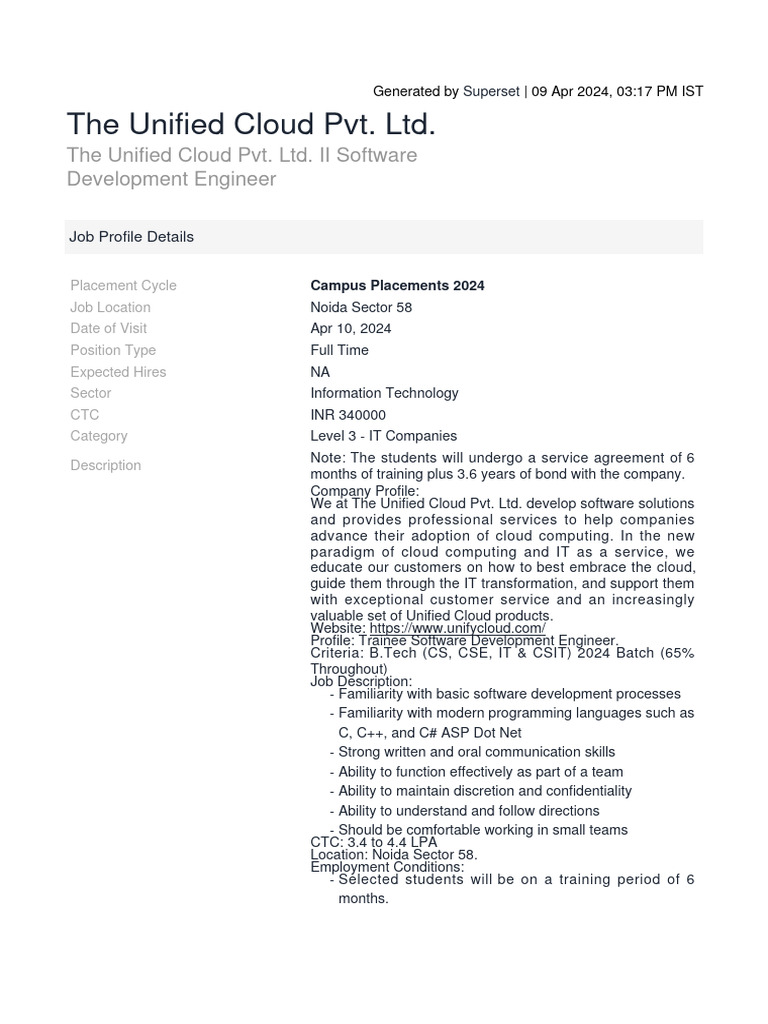 The Unified Cloud Pvt. Ltd. II Software Development Engineer | PDF | Computing | Engineering