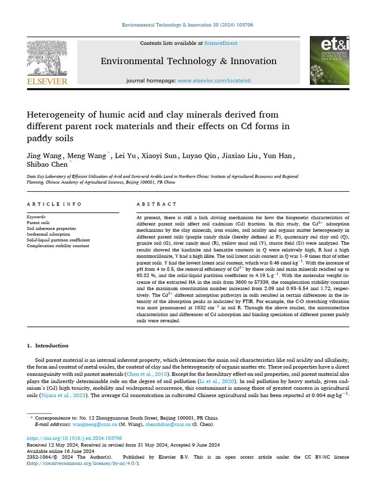 Heterogeneity of Humic Acid and Clay Minerals Derived F - 2024 ...