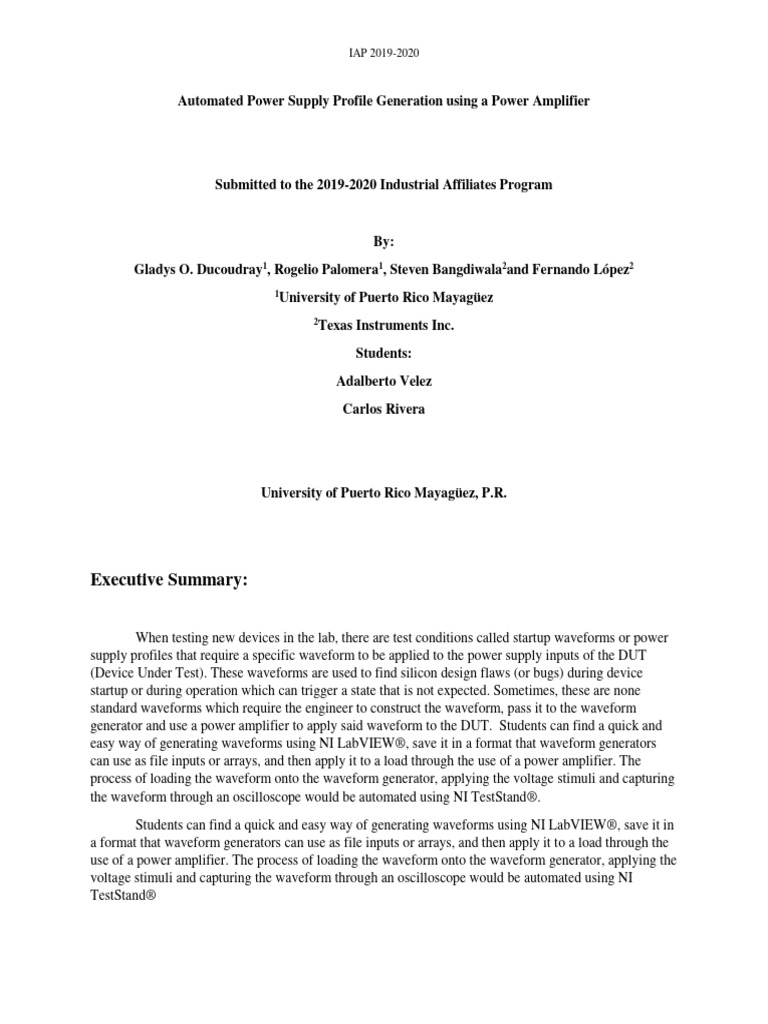 Automated Power Supply Profile Generation Using A Power Amplifier | PDF ...